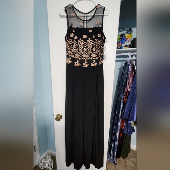 Gabby Skye | Pants & Jumpsuits | Black And Gold Jumper | Poshmark